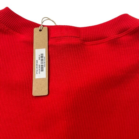 SKIMS | Tops | Skims Cotton Rib Long Sleeve Henley Crop Top Ruby 2x | Poshmark